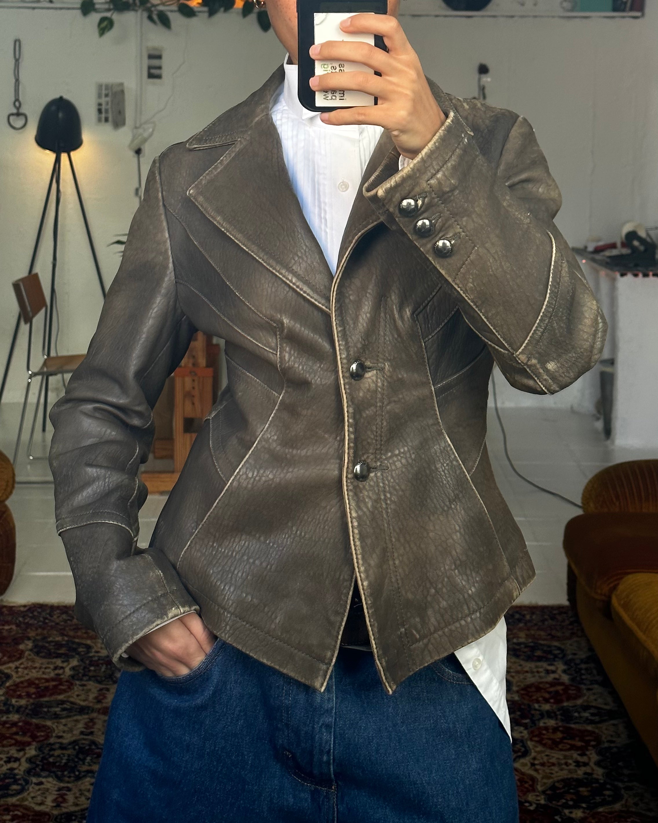 The Natalie leather blazer – rig vert